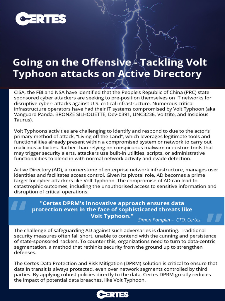 Going On The Offensive Tackling Volt Typhoon Attacks On Active Directory Whitepaper 2 | PDF ...