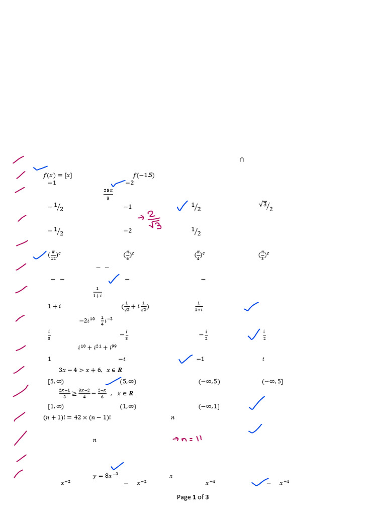 Sample Paper XI MATHS | PDF | Mathematics