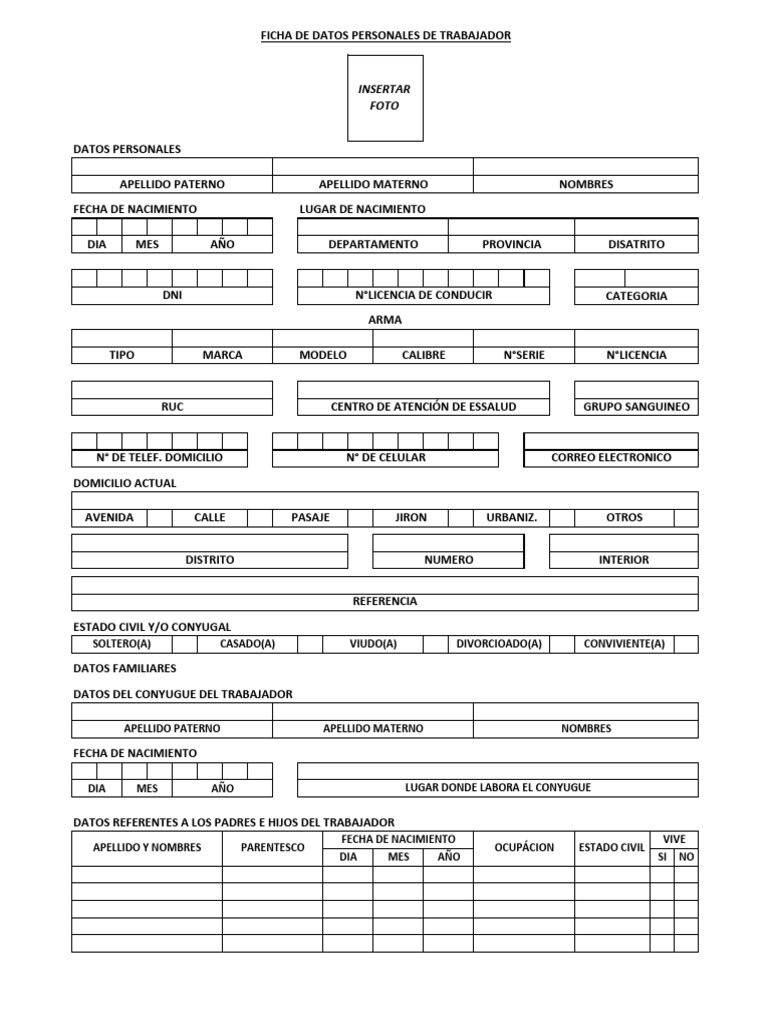 Ficha de Datos Personal | PDF | Documento de identidad | Gobierno y ...
