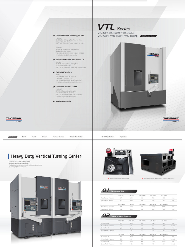 Takisawa Taiwan VTL Series Brochure | PDF | Torque | Mechanical Engineering