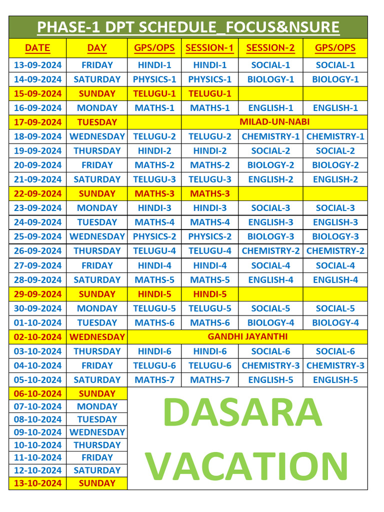 5.focus, Nsure DPT Schedule | PDF | Science & Mathematics