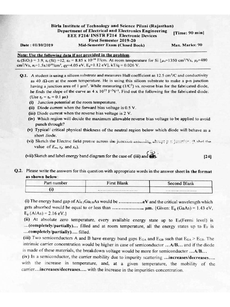 ED Midsem 2019 Paper - Solutions | PDF