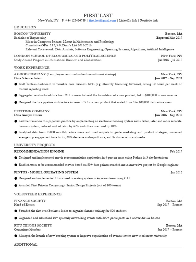 ATS Friendly Resume Template | PDF | Data Analysis | Data
