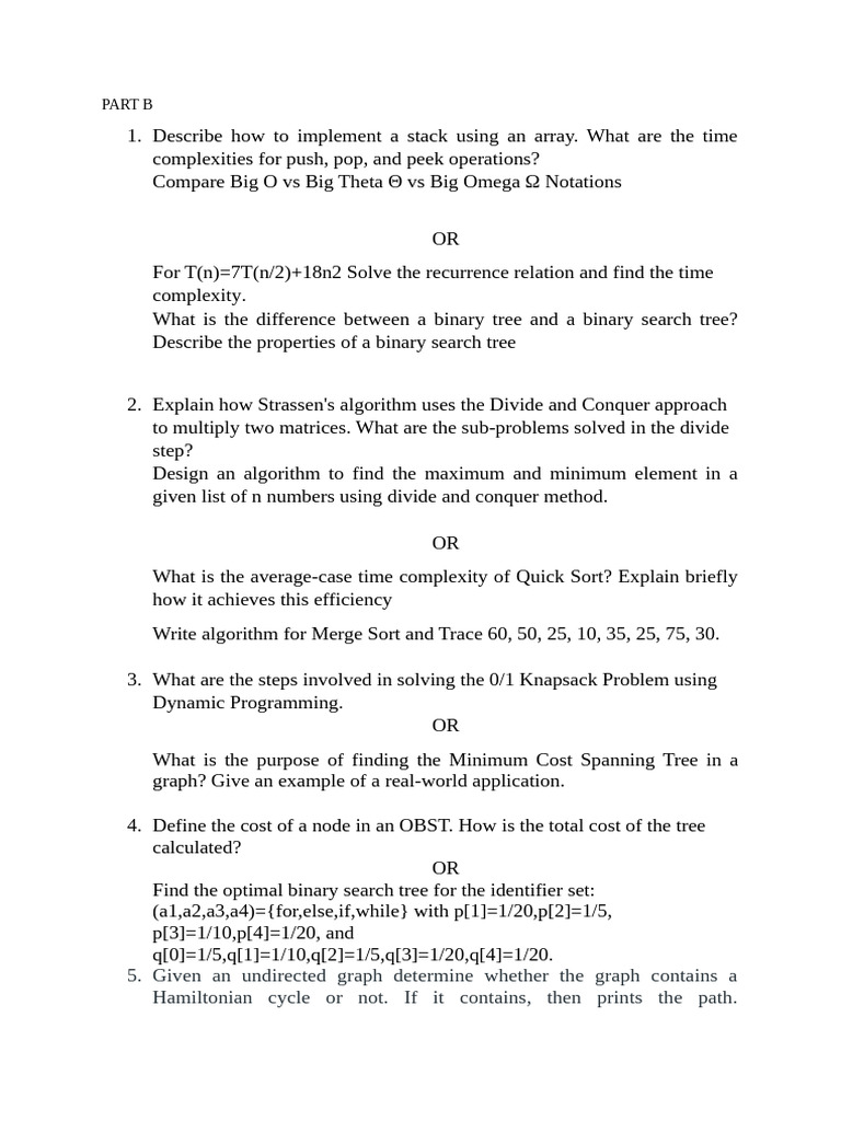 DAA - Part B&C | PDF | Dynamic Programming | Computational Science