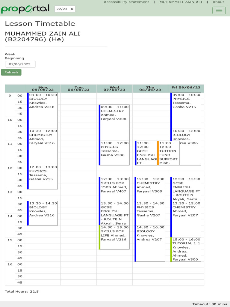 Lesson Timetable ProPortal 22.3.0 4 | PDF