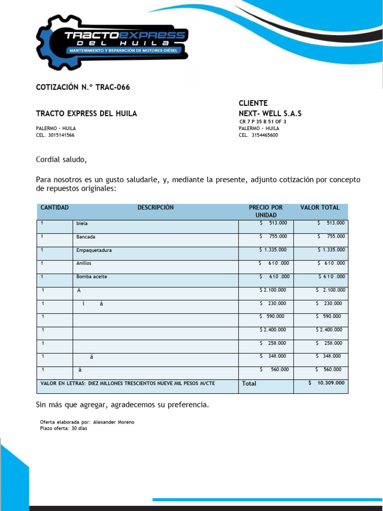 Cotizacion N°066 | PDF