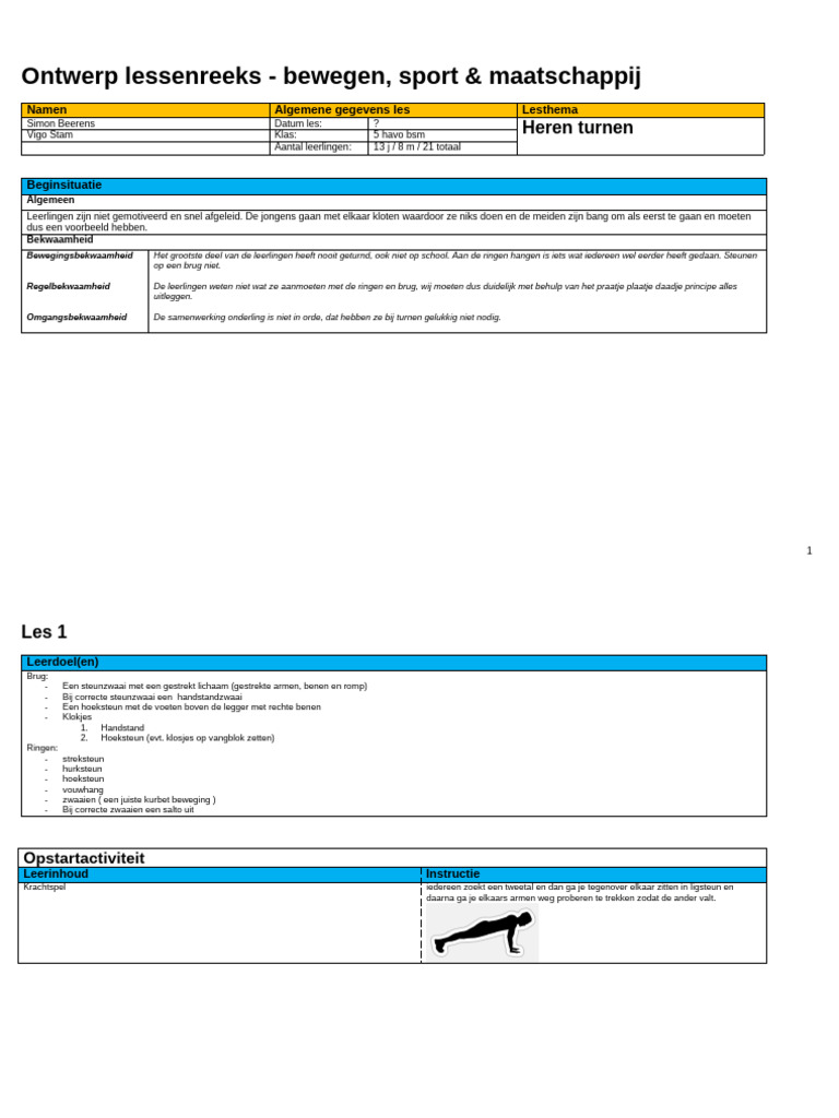 Lesvoorbereiding BSM | PDF