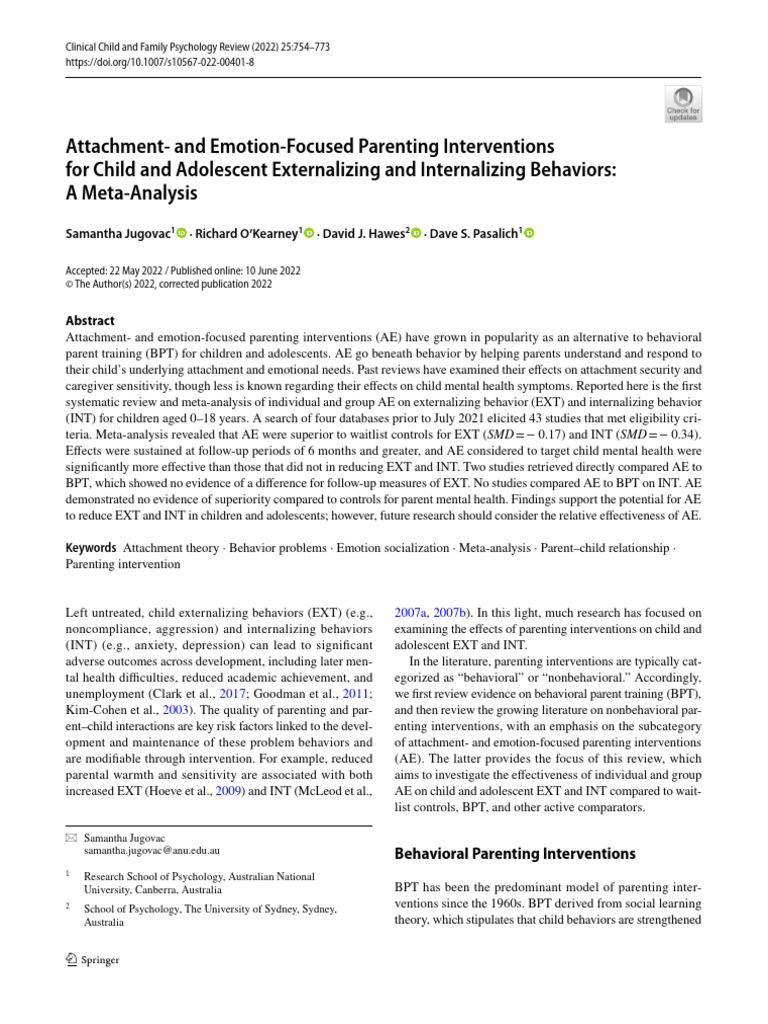 Attachment - and Emotion-Focused Parenting Interventions For Child and ...