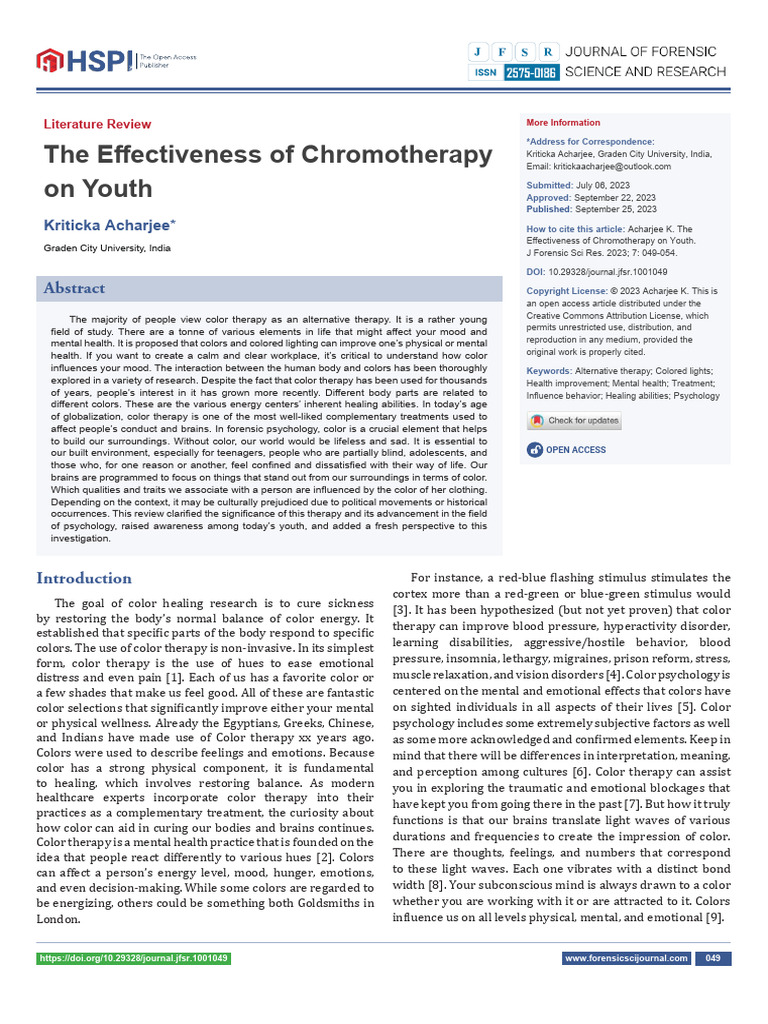 The Effectiveness of Chromotherapy | PDF | Color | Emotions
