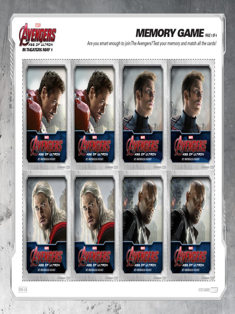 Avengers Memory Game Sheet | PDF