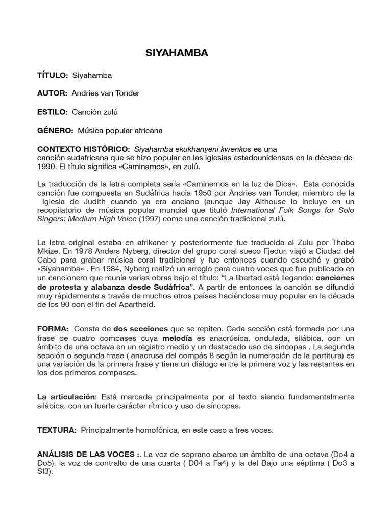 Siya Hamba | PDF | Musicología | Teoría musical
