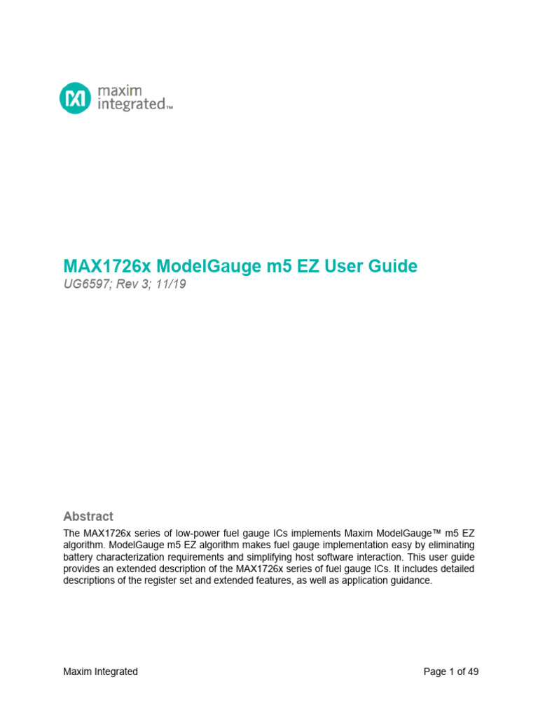 Max1726x Modelgauge m5 Ez User Guide | PDF | Computer Science | Electricity