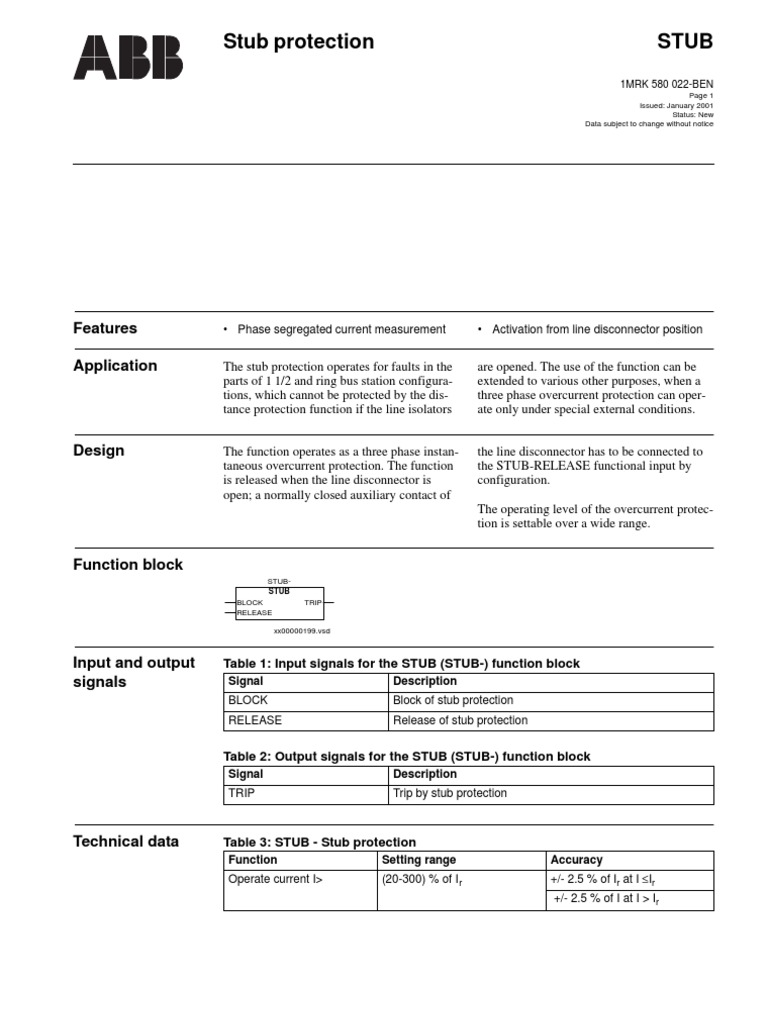 Three phase stub protection function overview | PDF | Computer ...