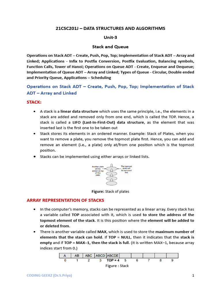 Unit-3 21CSC201J | PDF | Queue (Abstract Data Type) | Software Engineering
