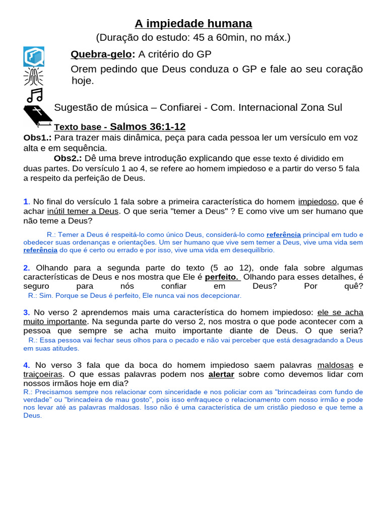 Guia - A Impiedade Humana - GP 24 A 26 Jan 2024 | PDF | Dormir | Deus