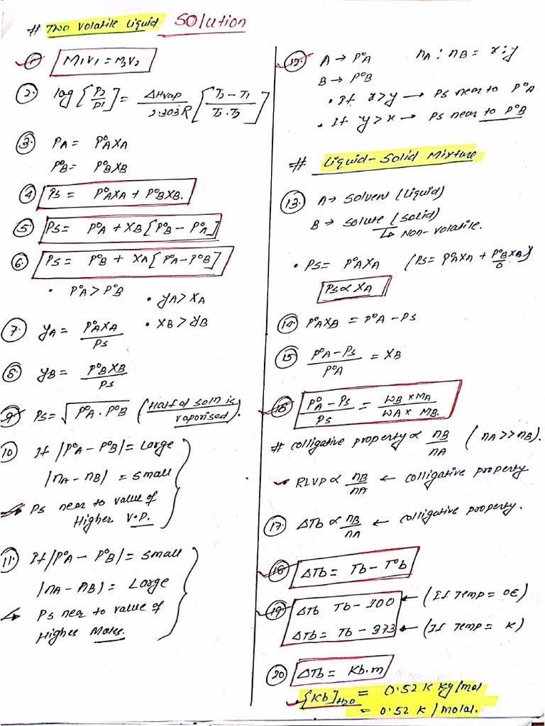 Formula Sheet (Solution) | PDF