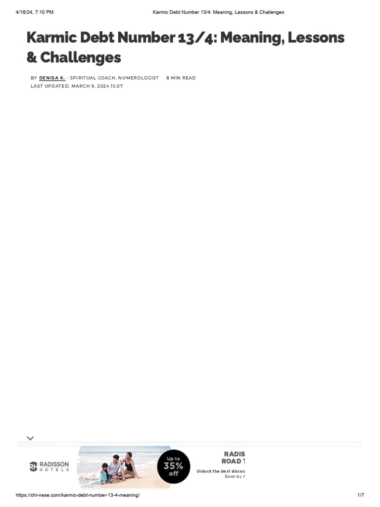 Karmic Debt Number 13 - 4 - Meaning, Lessons & Challenges | PDF | Karma