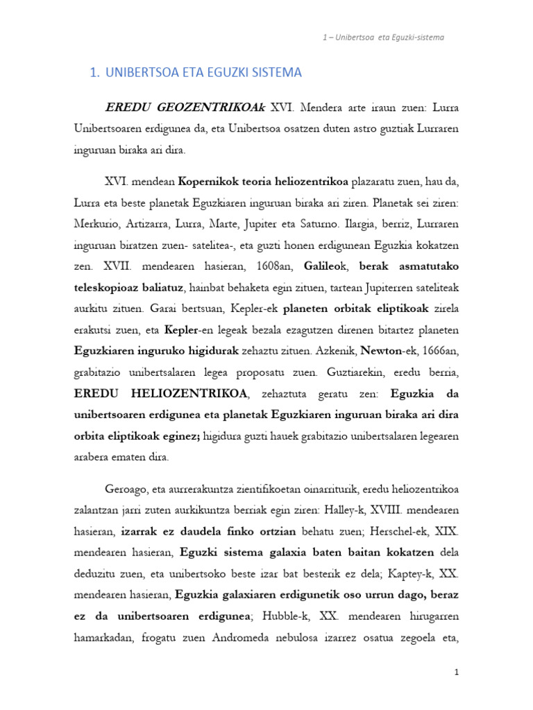 Unibertsoa Eta Eguzki Sistema | PDF