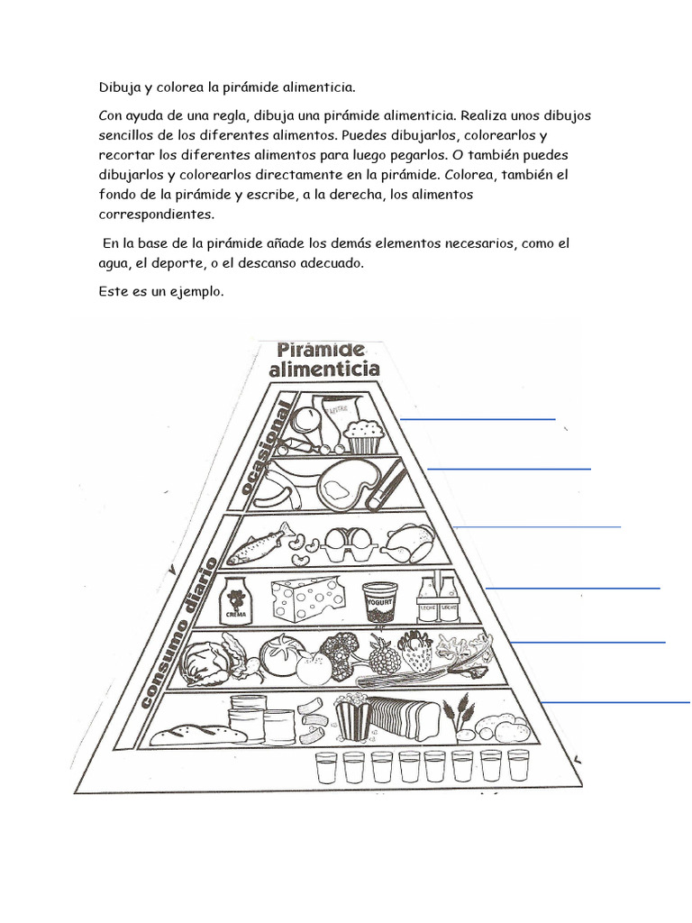 Dibuja y Colorea la Pirámide Alimenticia | PDF | Relaciones personales ...
