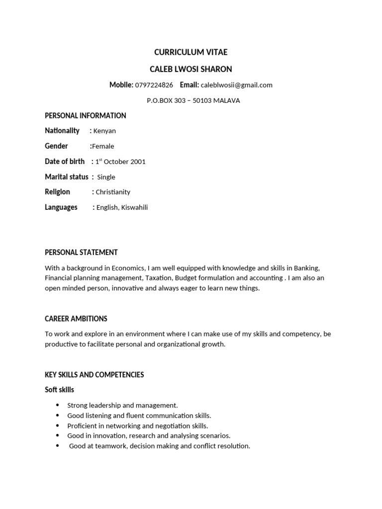 Benson Mutalimo CV | PDF