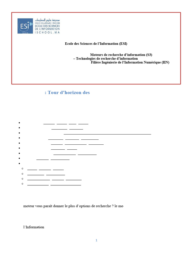 Moteurs de recherche : Analyse et Comparaison | PDF | Mot clé ...