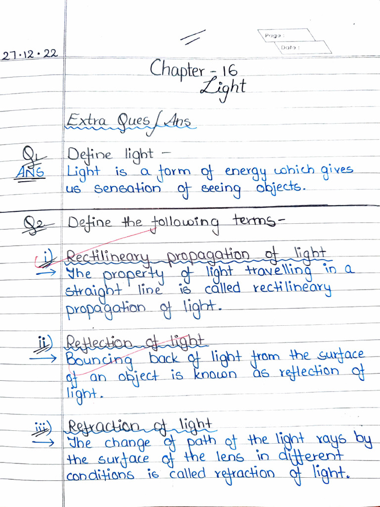 CH - Light Extra Ques and Ans Class 9 | PDF | Mirror | Glass Engineering And Science