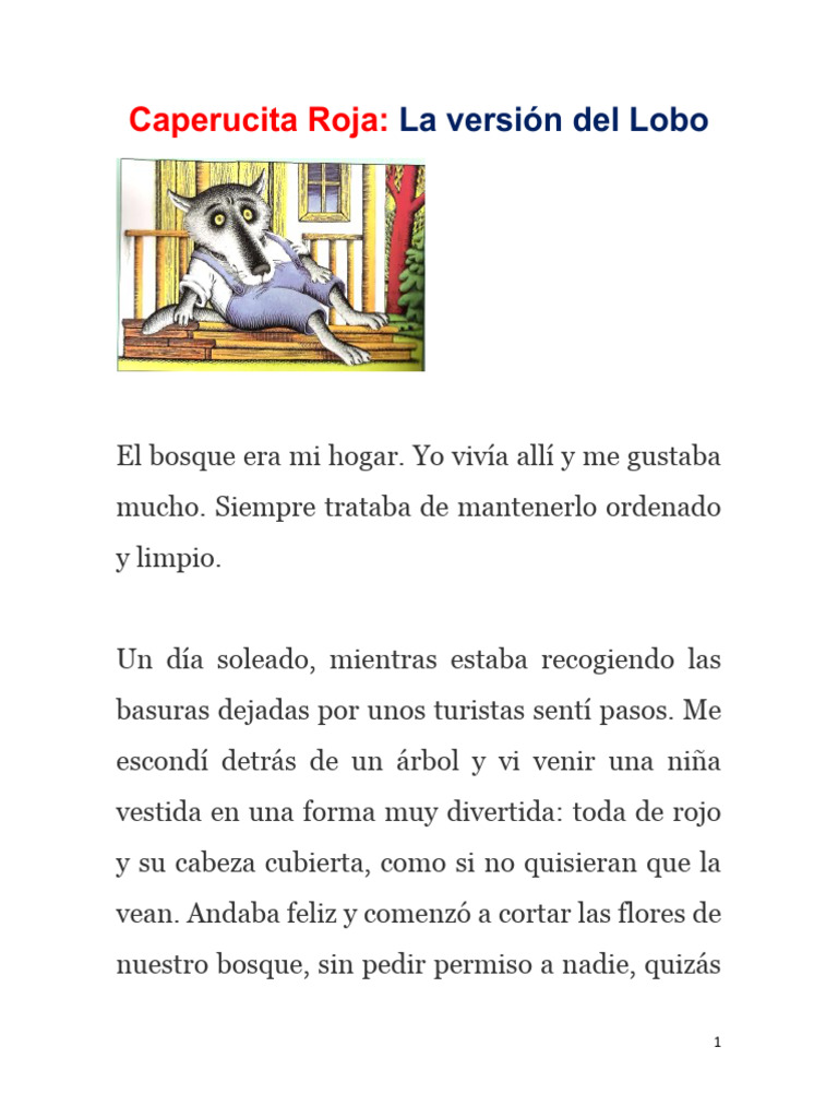 Caperucita Roja. La Versión Del Lobo | PDF | Caperucita Roja