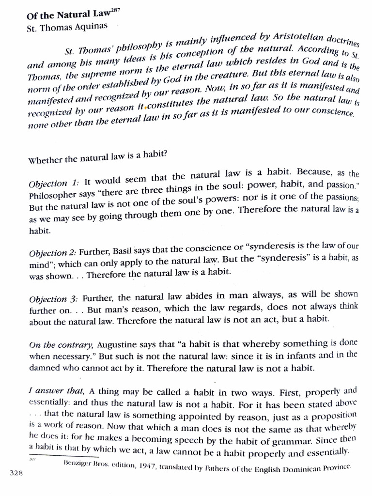 Of the Natural Law | PDF | Natural Law | Virtue