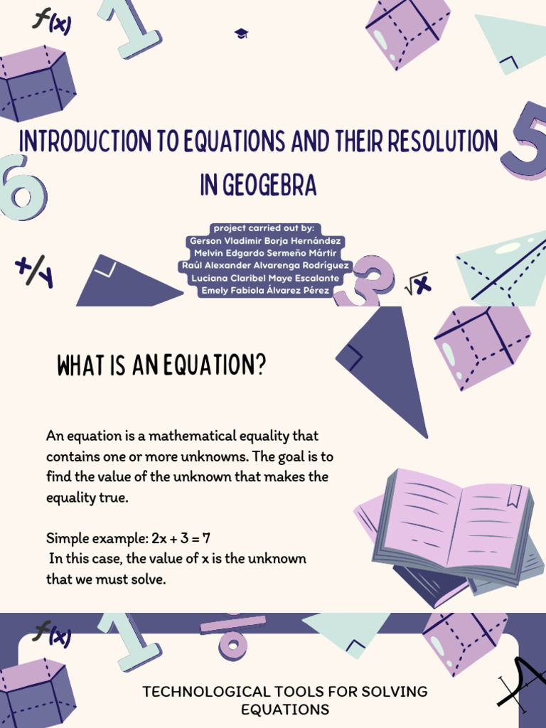 Introduction To Equations and Their Resolution in Geogebra | PDF