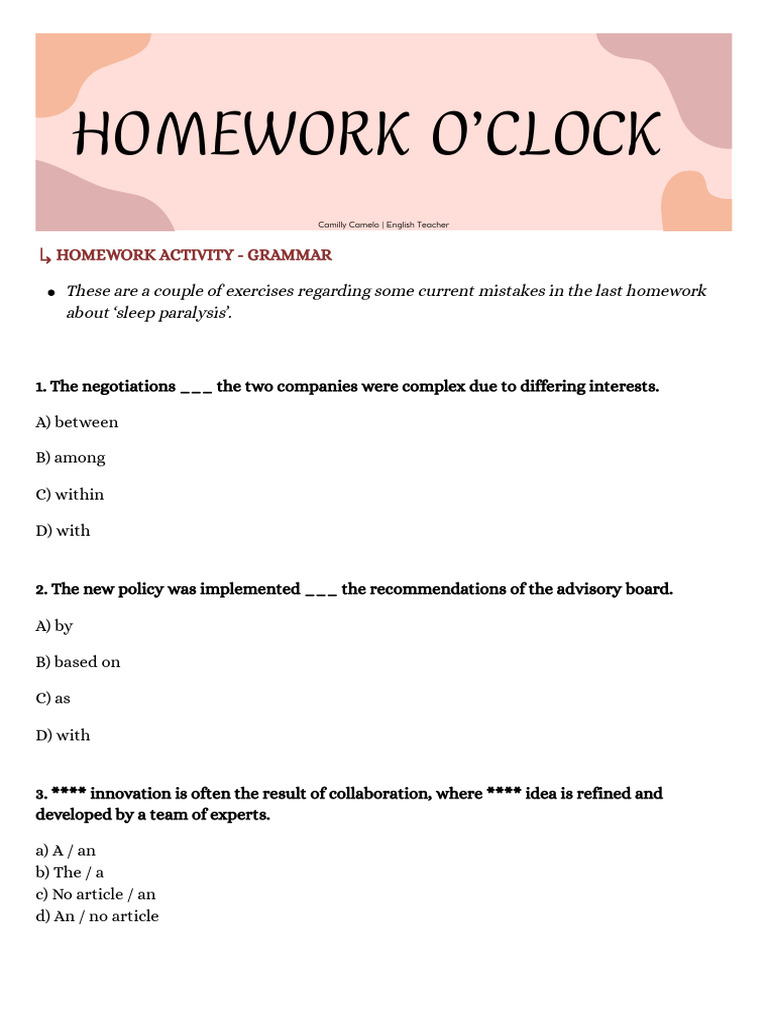 Homework - Grammar | PDF
