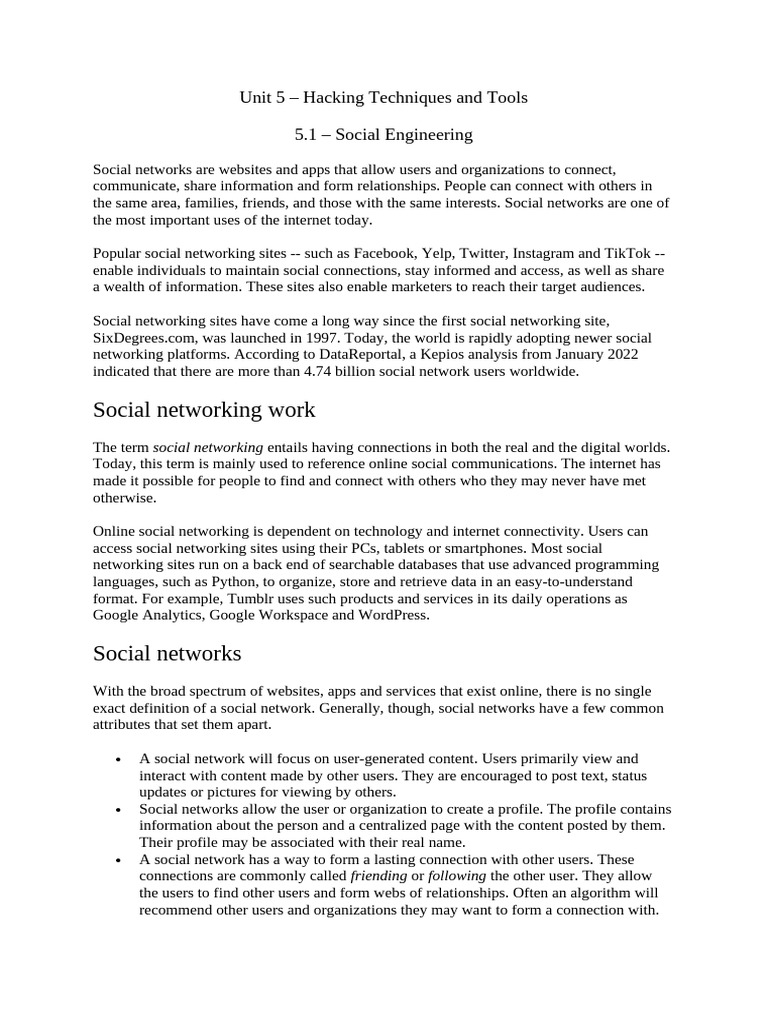 Unit 5 - Hacking Engineering | PDF | Password | Security
