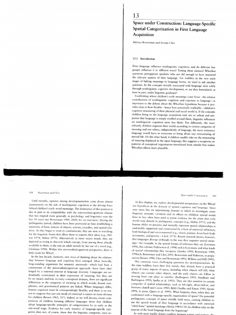 Bowerman & Choi (2001) Space Under Construction | PDF