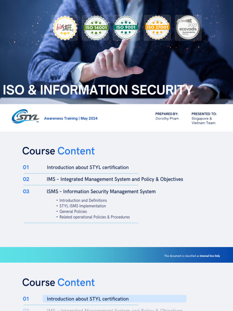 ISO ISMS Awareness Training | PDF | Security | Computer Security