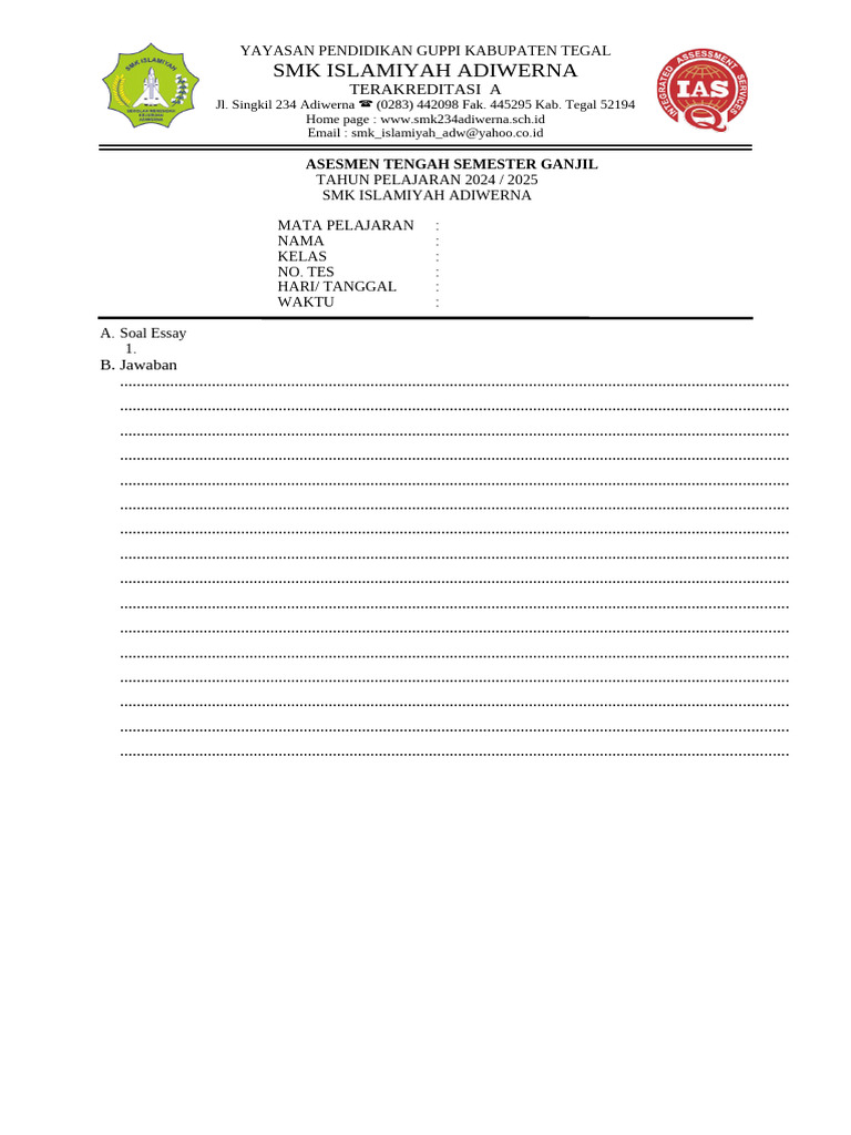 Draf Soal Ats Ganjil 2024-2025 | PDF