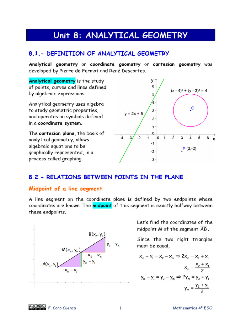 4- Unit8.Analyticalgeometry | PDF | Analytic Geometry | Geometry