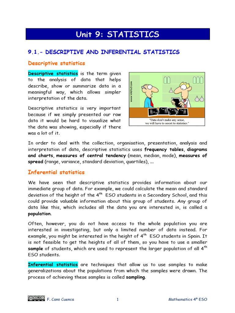 4-Unit9.Statistics | PDF | Statistics | Coefficient Of Variation