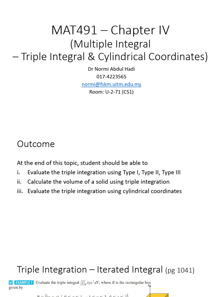 MAT491 - Chapter4 (Multiple Integral - Triple Integral & Polar ...
