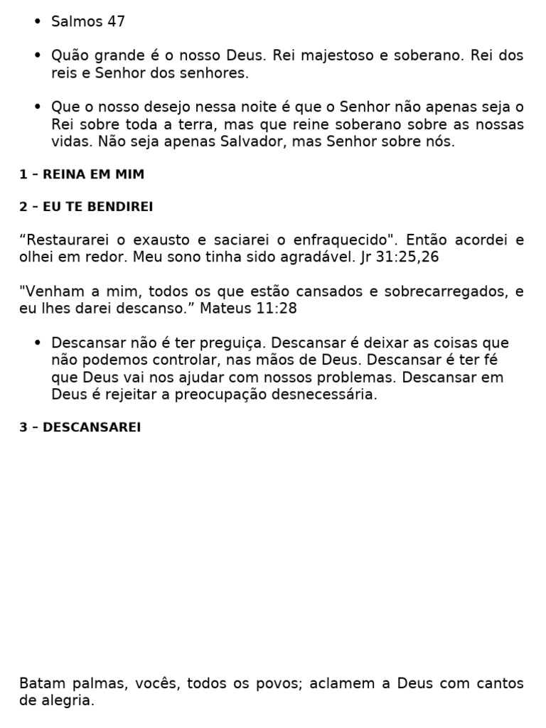 Deus, Rei Soberano e Descanso em Fé | PDF | Religião e Espiritualidade