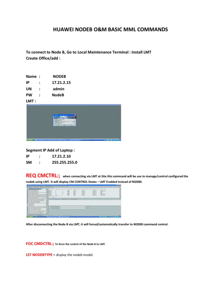 HUAWEI NODEB Basic MML Command Cebu | PDF | Data Transmission ...