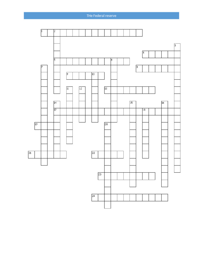 Federal Reserve Crossword | PDF | Finance & Money Management