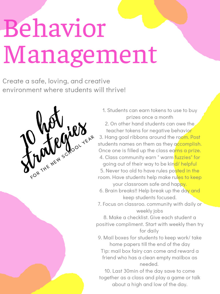 Behavior Management Strategies | PDF | Psychology | Psychological Concepts