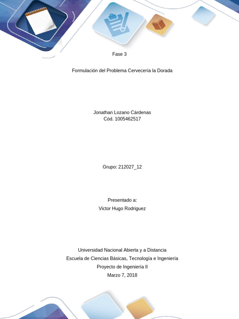 Formulacion Del Problema Jonathan Lozano C | PDF | Business | Cerveza