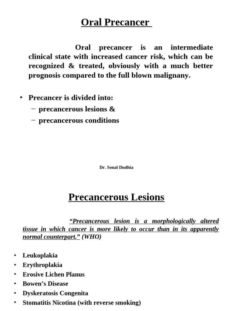 Understanding Oral Precancer and Lesions | PDF | Medical Specialties ...