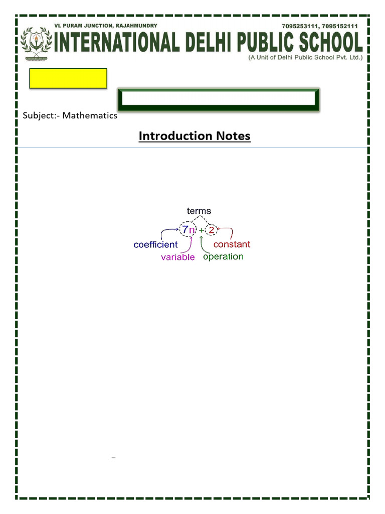 Grade 8 Chapter 9 (Algebra) | PDF | Factorization | Variable (Mathematics)