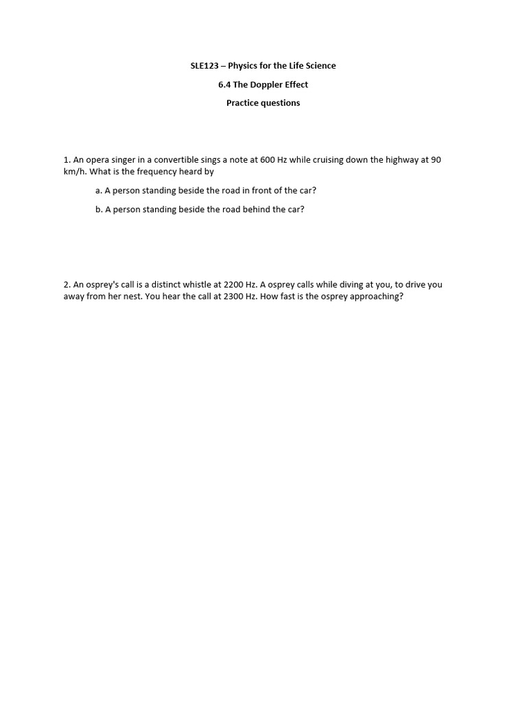 6.4 The Doppler Effect Practice Questions | PDF | Religion & Spirituality