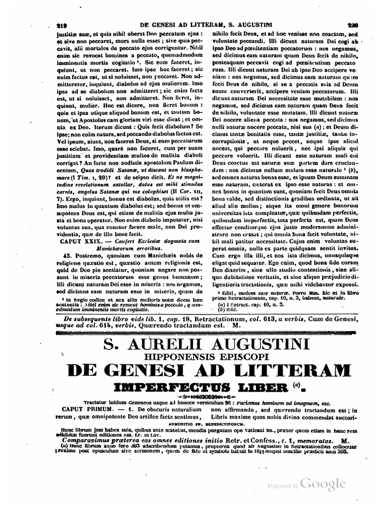 0354-0430, Augustinus, de Genesi Ad Litteram Imperfectus Liber, MLT | PDF