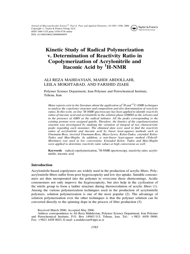 Paper 4 Copolimerización | PDF | Copolymer | Polymerization