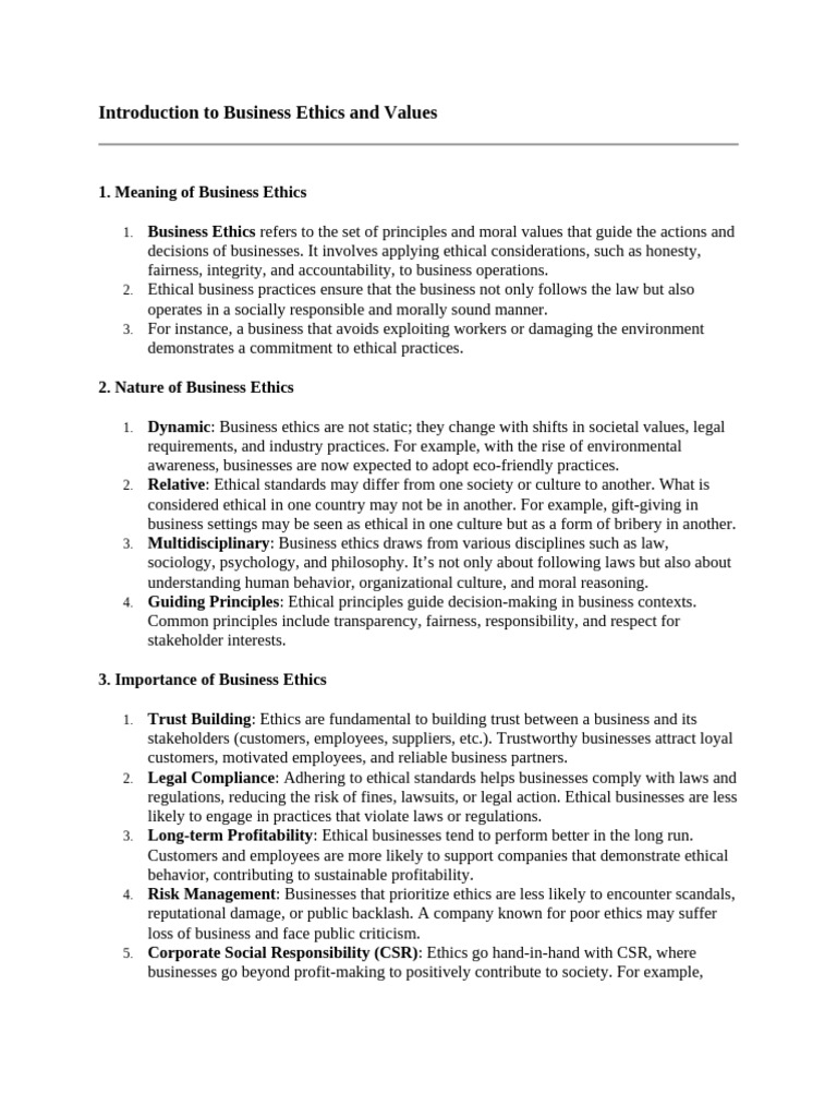 Introduction To Business Ethics and Values Unit 4 | PDF | Corporate ...