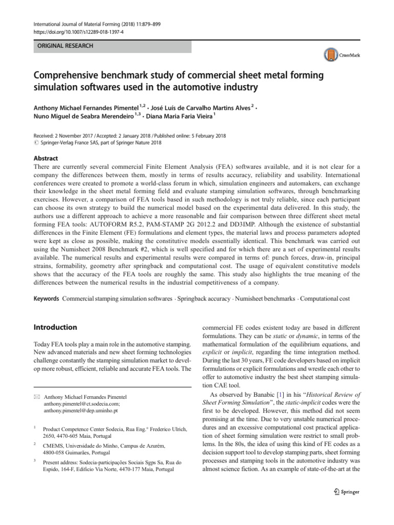 Comprehensive Benchmark Study of Commercial Sheet Metal Forming Simulation Softwares Used in The ...
