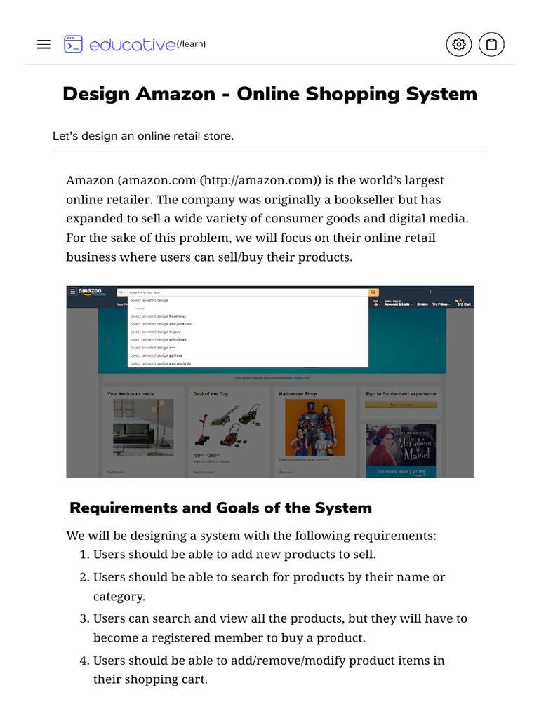 Amazon Online Shopping System Design | PDF | Online Shopping | Computer ...